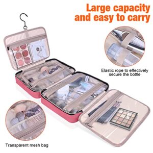 BAGAIL Hanging Toiletry Bag Large Cosmetic Travel Organizer Waterproof Makeup Container Full Sized for women-Coral