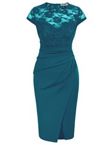 grace karin womens wrap pencil dress wear to work business office crew neck dress blue l