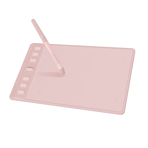 2023 HUION Inspiroy 2 Small Drawing Tablet with Scroll Wheel 6 Customized Keys Battery-Free Stylus for Digital Art, Design, Sketch, 6x4inch Graphics Tablet Works with Mac, PC & Mobile, Pink