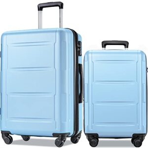 merax luggage sets 2 piece suitcase set 20/28,carry on luggage airline approved,hard case with spinner wheels,white