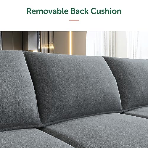 HONBAY Convertible U Shaped Modular Sofa Sectional Modular Couch with Chaise Oversized Sofa Sleeper Couch for Large Living Room, Bluish Grey