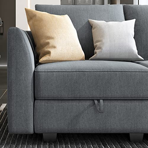 HONBAY Convertible U Shaped Modular Sofa Sectional Modular Couch with Chaise Oversized Sofa Sleeper Couch for Large Living Room, Bluish Grey