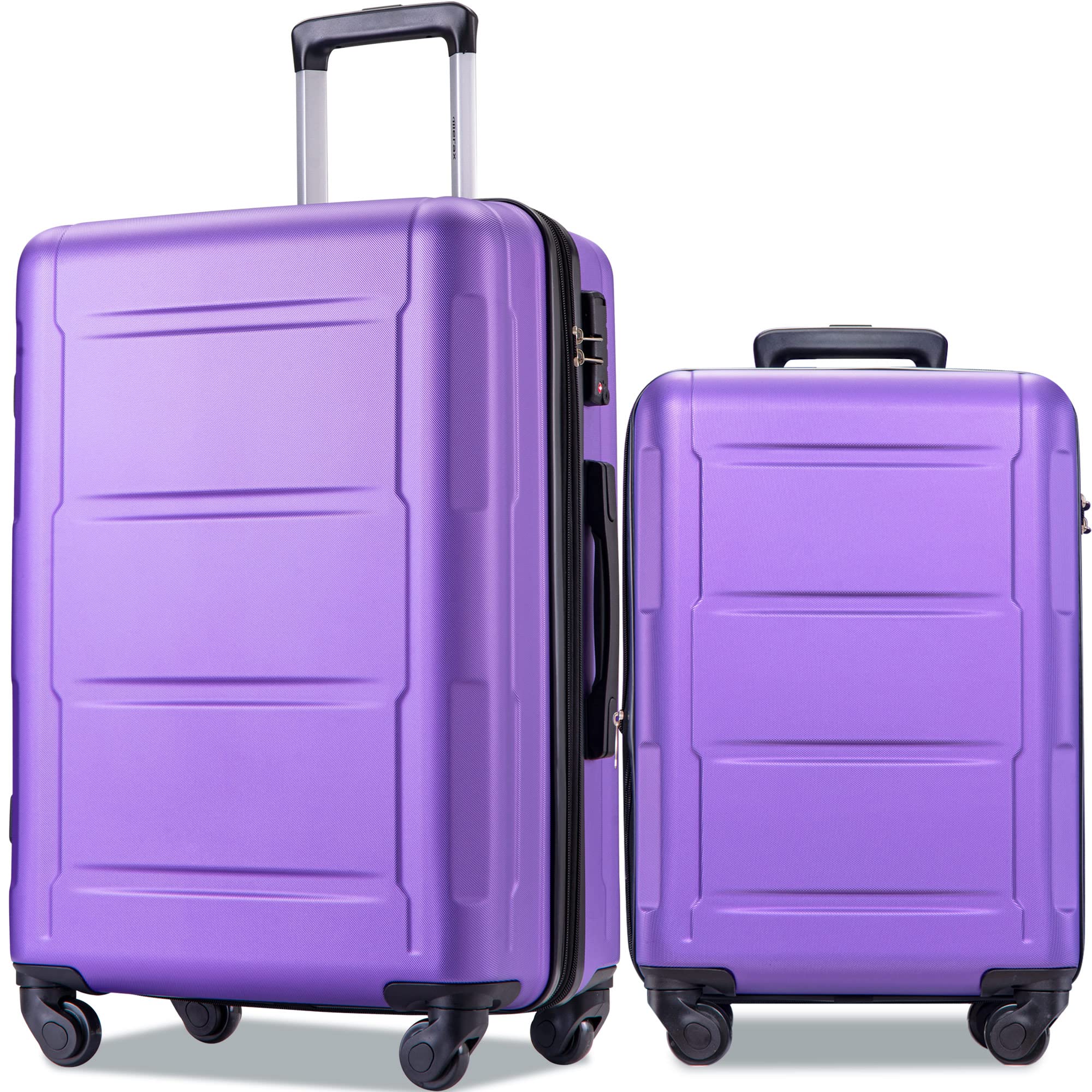 Merax Luggage Sets 2 Piece Suitcase Set 20/28,Carry on Luggage Airline Approved,Hard Case with Spinner Wheels,Purple