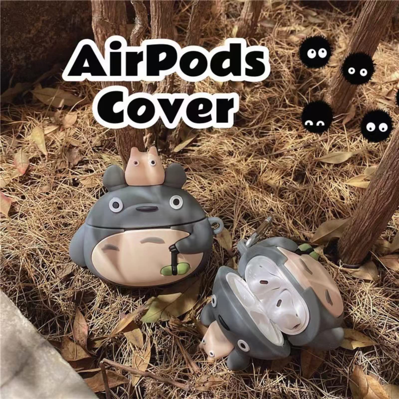 JERDF Japan Anime 3D for Airpods 12 Case, Cartoon Cute Silicone Design for Airpods 1/2 Case for Kids/Girls/Teens Boys (for AirPods 12,Grey cat)