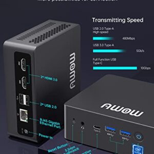 AWOW Mini PC Intel Celeron N4120 8GB RAM 256GB M.2 SSD, Mini Desktop Computer Support 4K UHD, Dual WiFi, HDMI, BT 4.2 for Business Home Office