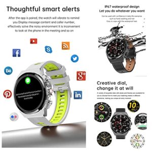 Tuanzi JM08 2 in 1 Smart Watch with Earbuds 1.28" Smartwatch TWS HiFi Stereo Wireless Headset Combo Bluetooth Phone Call for Android iOS (Black Leather)