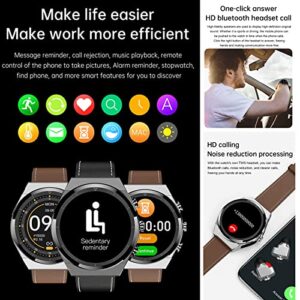 Tuanzi JM08 2 in 1 Smart Watch with Earbuds 1.28" Smartwatch TWS HiFi Stereo Wireless Headset Combo Bluetooth Phone Call for Android iOS (Black Leather)