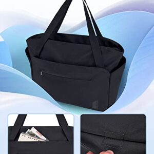 BAGSMART Women Tote Bag Large Handbag Tote With Zipper Black Shoulder Bag With Pocket (Black-1)