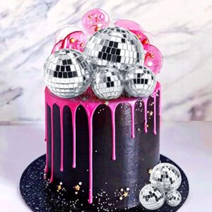 14 pcs disco ball cake topper, disco cake decorations for birthday, bachelorette party, 70s 80s 90s theme disco party decorations supplies