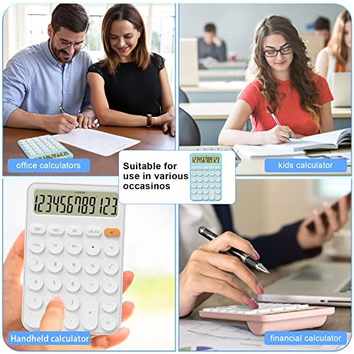 Cute Calculators Desktop Size 6.3 * 4.3in/16 * 11cm, DECKLIT Battery 12 Digit Desk Calculator Extra Large LCD Display, Great Desktop Calculator Big Buttons, 15°Tilt Screen for Kids Calculator(Pink)