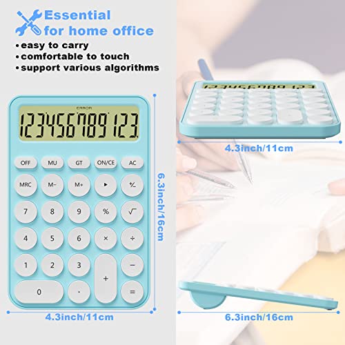 Cute Calculators Desktop Size 6.3 * 4.3in/16 * 11cm, DECKLIT Battery 12 Digit Desk Calculator Extra Large LCD Display, Great Desktop Calculator Big Buttons, 15°Tilt Screen for Kids Calculator(Pink)