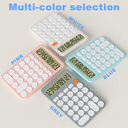 Cute Calculators Desktop Size 6.3 * 4.3in/16 * 11cm, DECKLIT Battery 12 Digit Desk Calculator Extra Large LCD Display, Great Desktop Calculator Big Buttons, 15°Tilt Screen for Kids Calculator(Pink)