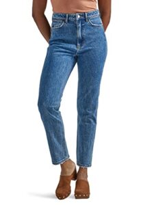 wrangler women's tapered high-rise mom jean, topaz, 10