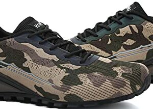 Kricely Men's Trail Running Shoes Fashion Hiking Sneakers Lightweight Tennis Cross Training Shoe Camouflage Non-Slip Walking Footwear Size 9.5