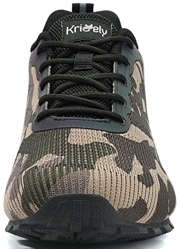 Kricely Men's Trail Running Shoes Fashion Hiking Sneakers Lightweight Tennis Cross Training Shoe Camouflage Non-Slip Walking Footwear Size 9.5