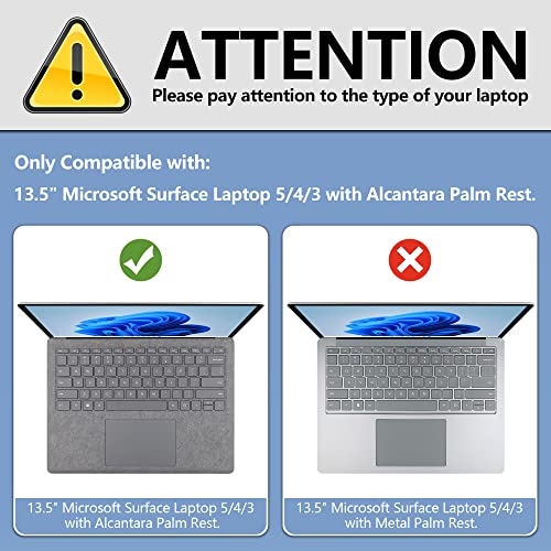 MEEgoodo Case for 13.5" Microsoft Surface Laptop 5/4/3 with Alcantara Palm Rest for Model 1950/1769/1867/1958, Clear Laptop Hard Shell Cases with Keyboard & Webcam Cover, Astronauts & Alien