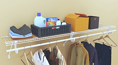 ClosetMaid 5632 Super Slide Ventilated Shelf Kit With Closet Rod, 6' by 12", White & Wire Shelf Kit with Hardware, 4 Ft. Wide, for Pantry, Closet, Laundry, Utility Storage, White Vinyl Finish