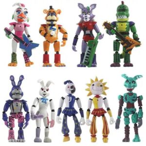 2022 new game fnaf toys bonnie foxy bear action figure dolls 9pcs/set transparent version for children (a)