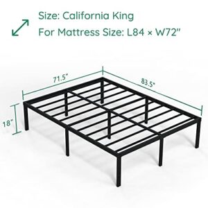 DiaOutro 18 Inch California King Bed Frames Heavy Duty Metal Platform with Non Slip Mattress Gaskets