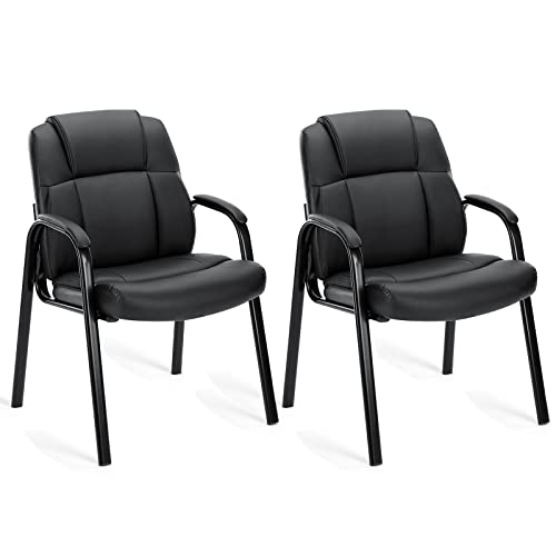 OLIXIS Guest Chair Set of 2 Lumbar Support, Black- 2 Pack