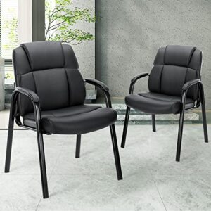 OLIXIS Guest Chair Set of 2 Lumbar Support, Black- 2 Pack