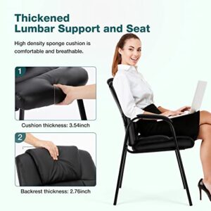 OLIXIS Guest Chair Set of 2 Lumbar Support, Black- 2 Pack