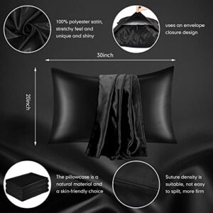 30 Pack Silk Pillowcase Bulk Satin Pillow Cases Set for Hair and Skin 20x30 Inch Queen King Size Bulk Pillow Case Silky Washable Cooling Pillow Cover with Envelope Closure for Bedding Sleeping (Black)