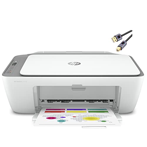 HP DeskJet 27-55e Series All-in-One Color Inkjet Printer I Print Copy Scan I Mobile Printing I Wireless & USB Connectivity I Print Up to 5.5 ppm I Up to 4800 x 1200 DPI Print Resolution +Printer Cable