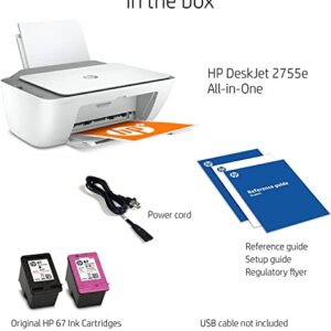 HP DeskJet 27-55e Series All-in-One Color Inkjet Printer I Print Copy Scan I Mobile Printing I Wireless & USB Connectivity I Print Up to 5.5 ppm I Up to 4800 x 1200 DPI Print Resolution +Printer Cable