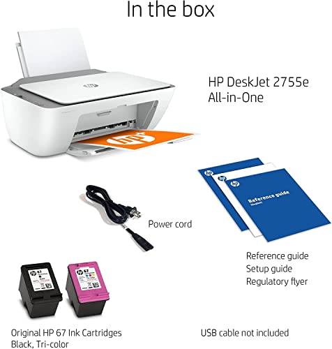 HP DeskJet 27-55e Series All-in-One Color Inkjet Printer I Print Copy Scan I Mobile Printing I Wireless & USB Connectivity I Print Up to 5.5 ppm I Up to 4800 x 1200 DPI Print Resolution +Printer Cable