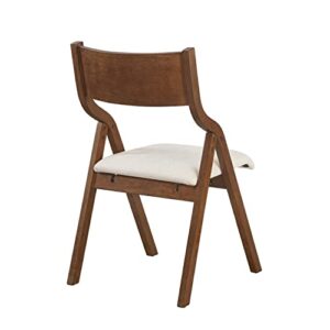 Ball & Cast Modern Folding Chairs Upholstered Kitchen Dining Chair Seating Set of 2, Walnut