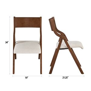 Ball & Cast Modern Folding Chairs Upholstered Kitchen Dining Chair Seating Set of 2, Walnut