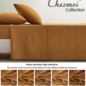 Chezmoi Collection Soft Washed Queen Bed Sheet Set - 4-Piece Brushed Microfiber Wrinkle & Fade Resistant 14-Inches Deep Pocket Sheets & Pillowcases Set - Queen, Spice