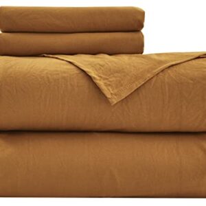 Chezmoi Collection Soft Washed Queen Bed Sheet Set - 4-Piece Brushed Microfiber Wrinkle & Fade Resistant 14-Inches Deep Pocket Sheets & Pillowcases Set - Queen, Spice