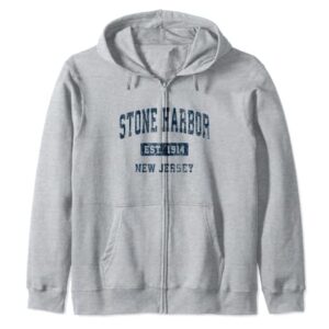 Stone Harbor New Jersey NJ Vintage Athletic Sports Design Zip Hoodie