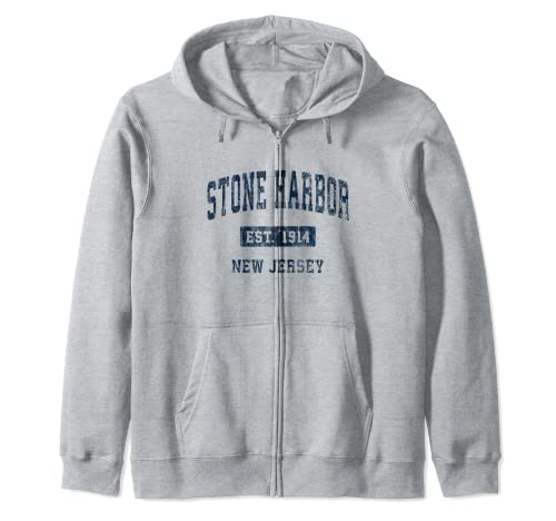 Stone Harbor New Jersey NJ Vintage Athletic Sports Design Zip Hoodie