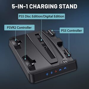 Upgraded PSVR2 Controller Charging Dock,PS5 Controller Charger, Cooling Station with 3-Level Speeds Silent Fan,VR and PS5 Stand Horizontal Display Your PSVR2 and PS5 Accessories