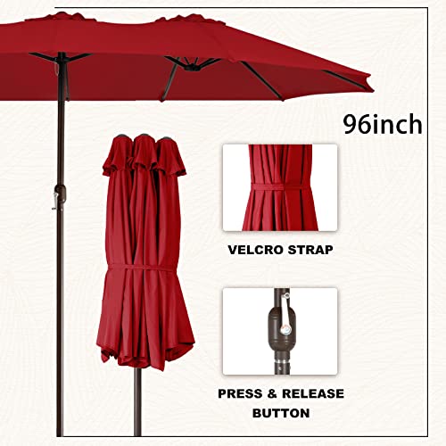 JEAREY 15FT Patio Umbrella Double-Sided Outdoor Market Extra Large Umbrella with Crank Handle for Garden, Deck, Backyard and Pool