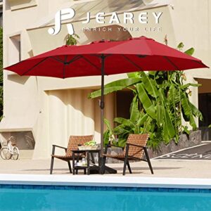 JEAREY 15FT Patio Umbrella Double-Sided Outdoor Market Extra Large Umbrella with Crank Handle for Garden, Deck, Backyard and Pool