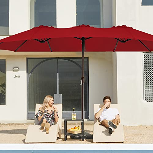 JEAREY 15FT Patio Umbrella Double-Sided Outdoor Market Extra Large Umbrella with Crank Handle for Garden, Deck, Backyard and Pool