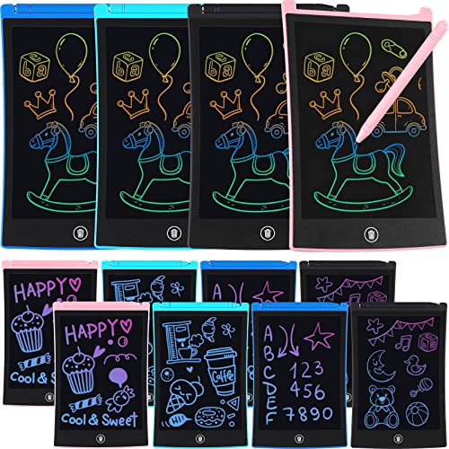 12 Pcs LCD Writing Tablet 8.5 Inch Colorful Drawing Pad for Kids Reusable Electronic Doodle Board Drawing Tablet Educational Learning Toys Gift for Girl Boy Age 3 4 5 6 7 8 Toddler Office School Home