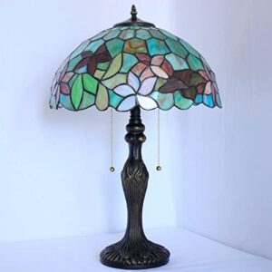 ZJART Tiffany Style Table Lamp W16H24Inch Stained Glass Reading Lamp Nightstand Bedside Desk Light Decor Living Room Bedroom Home Office