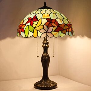 ZJART Tiffany Style Table Lamp W16H24Inch Stained Glass Reading Lamp Nightstand Bedside Desk Light Decor Living Room Bedroom Home Office