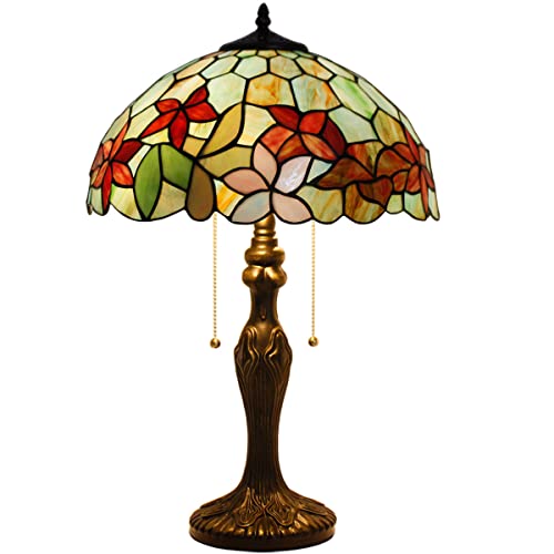 ZJART Tiffany Style Table Lamp W16H24Inch Stained Glass Reading Lamp Nightstand Bedside Desk Light Decor Living Room Bedroom Home Office