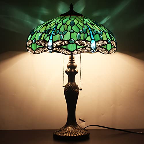 ZJART Tiffany Style Table Lamp W16H24Inch Stained Glass Reading Lamp Nightstand Bedside Desk Light Decor Living Room Bedroom Home Office