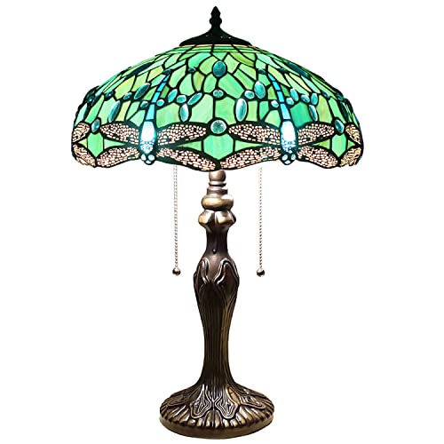 ZJART Tiffany Style Table Lamp W16H24Inch Stained Glass Reading Lamp Nightstand Bedside Desk Light Decor Living Room Bedroom Home Office