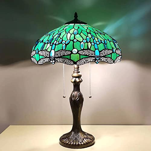 ZJART Tiffany Style Table Lamp W16H24Inch Stained Glass Reading Lamp Nightstand Bedside Desk Light Decor Living Room Bedroom Home Office