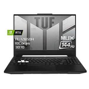 asus 2022 newest tuf dash 15.6" fhd 144hz gaming laptop – intel core i7 12650h (10 cores) - ddr5 - rtx 3070 mux– thunderbolt 4, wifi 6, win11, black, w/hdmi (32gb ram | 2tb pcie ssd)