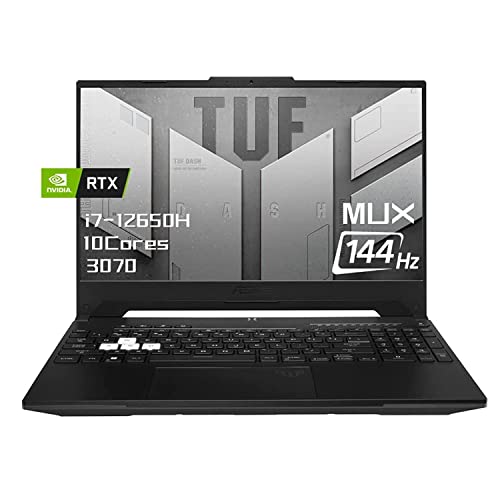 ASUS 2022 Newest TUF Dash 15.6" FHD 144Hz Gaming Laptop – Intel Core i7 12650H (10 Cores) - DDR5 - RTX 3070 MUX– Thunderbolt 4, WiFi 6, Win11, Black, w/HDMI (32GB RAM | 2TB PCIe SSD)