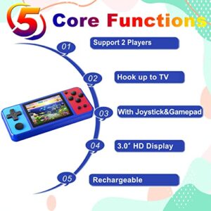 Beico Handheld Game Console for Kids Adults 3.0" Large Screen Built in 270 Classic Retro Video Games Seniors Electronic Games Consoles Birthday Present (Blue)